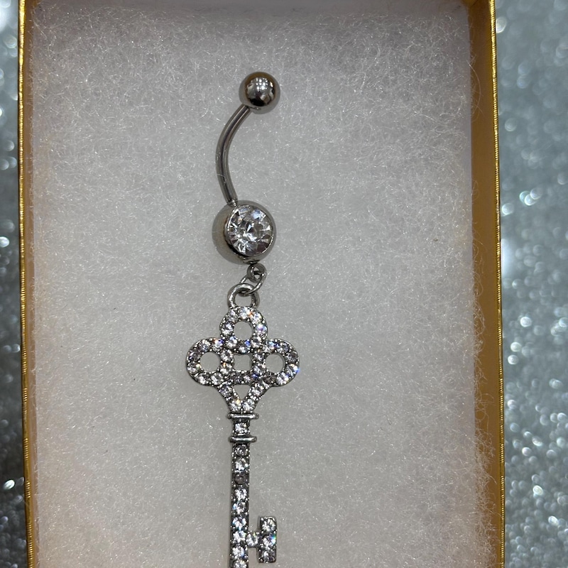 Key Belly Ring - Etsy