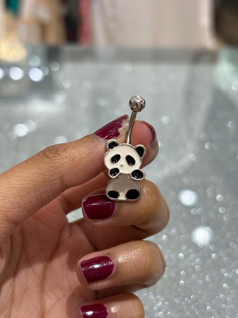 Cute Panda Bear Hypoallergic Surgical Steel Belly/navel Ring - Etsy