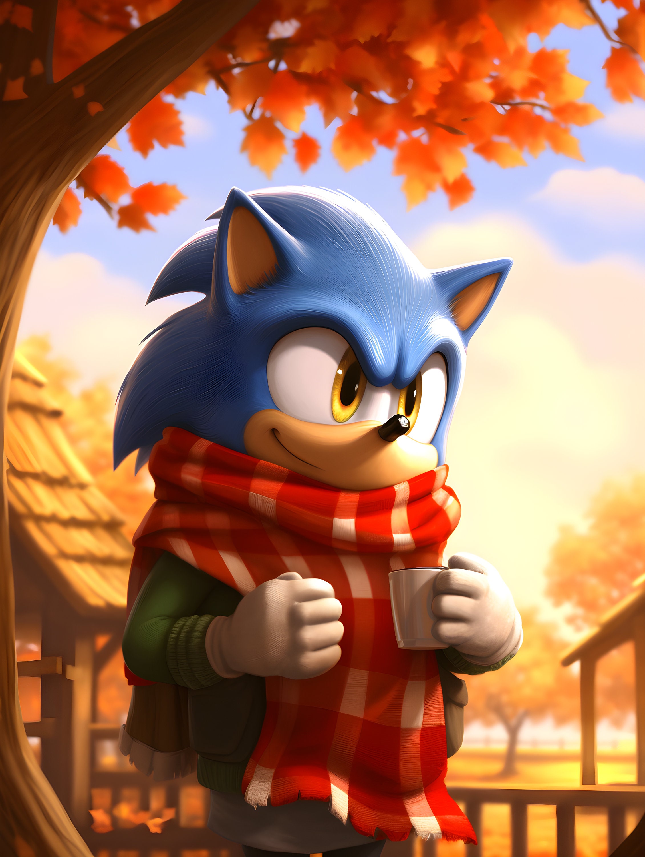 Sonic the Hedgehog Fall Scene Fan Art - Fall Decor, Retro Gaming ...