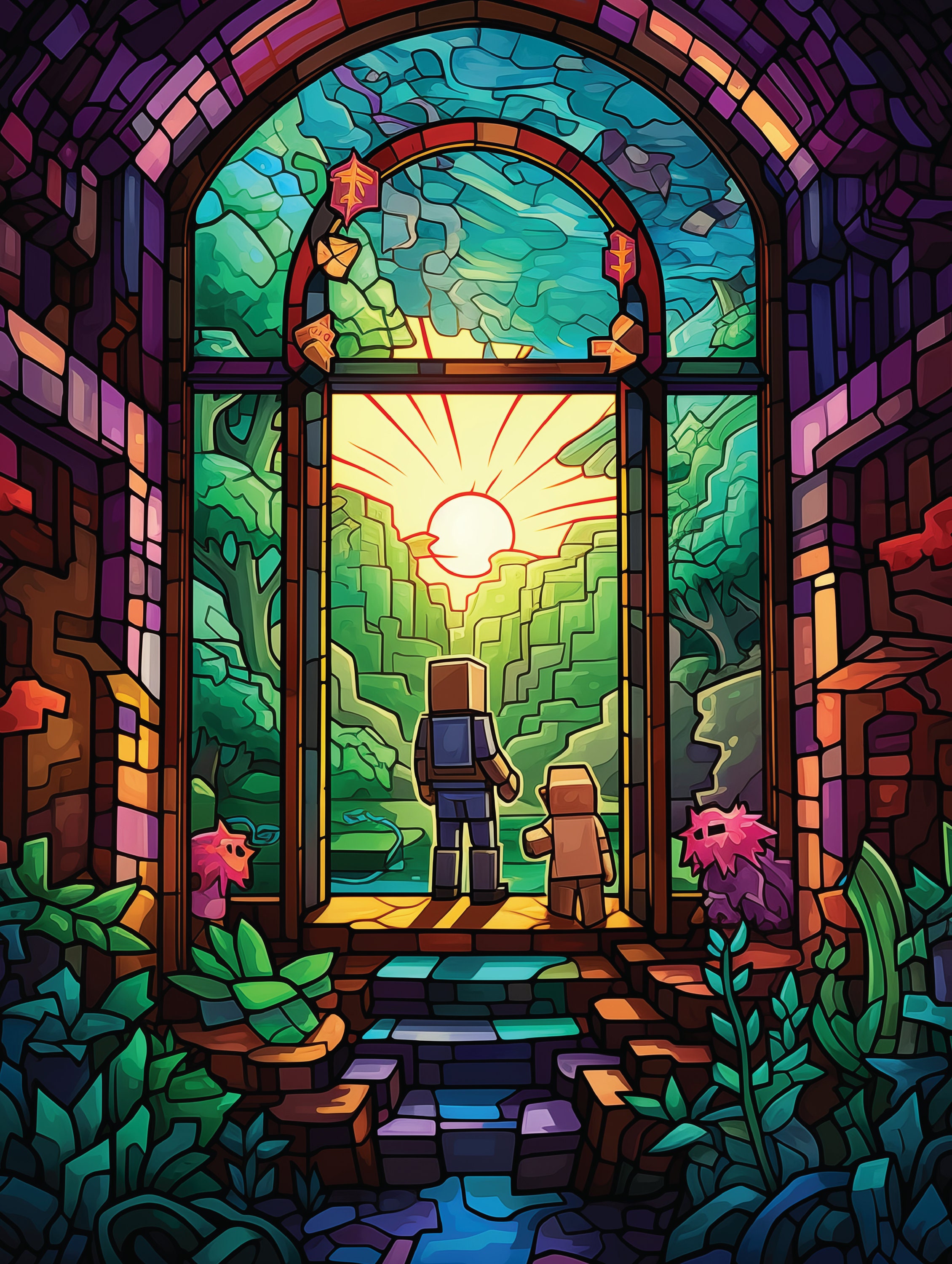 Minecraft Poster, Minecraft, Minecraft Villager, Stained Glass, Fan Art ...