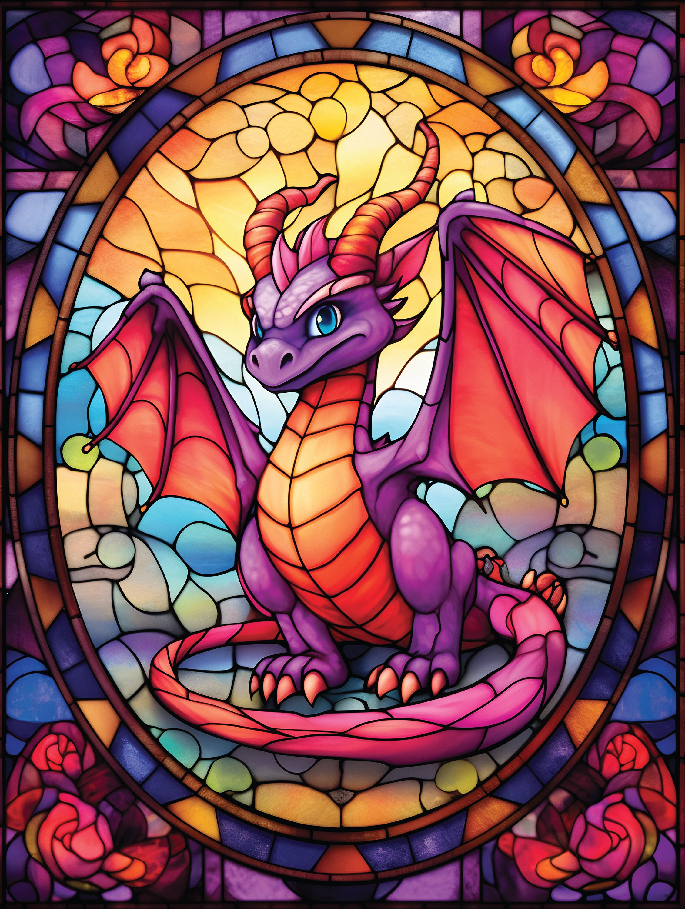 Spyro the Dragon Poster, Spyro, Spyro the Dragon, Stained Glass, Fan ...