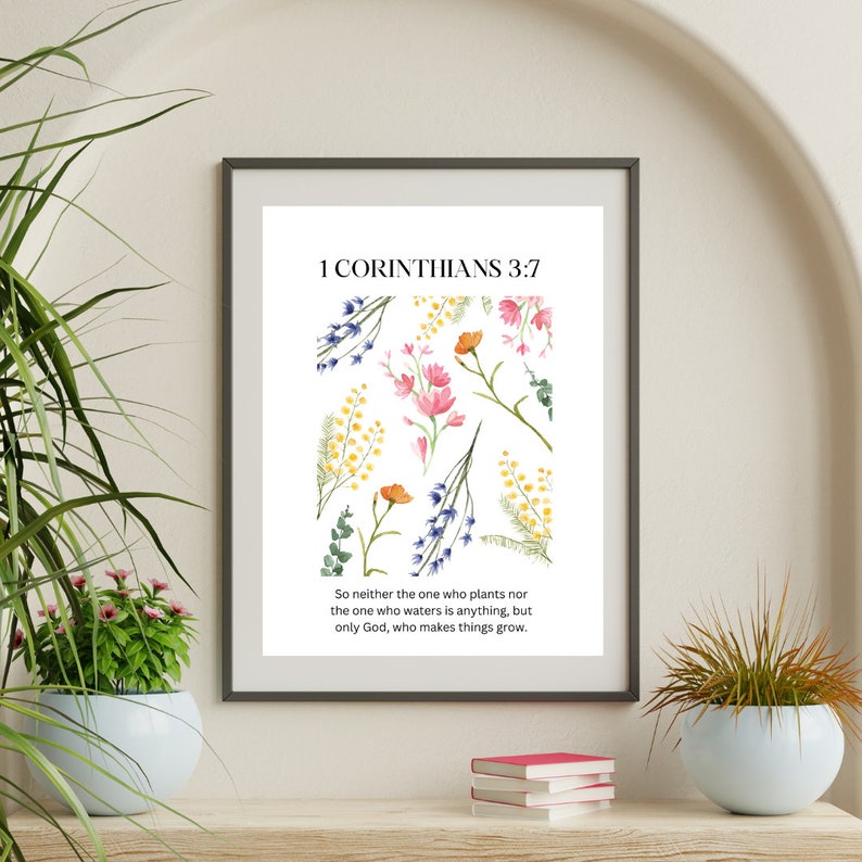 1 Corinthians 3:7, Corinthians Bible Verse Art, Modern Christian Wall ...