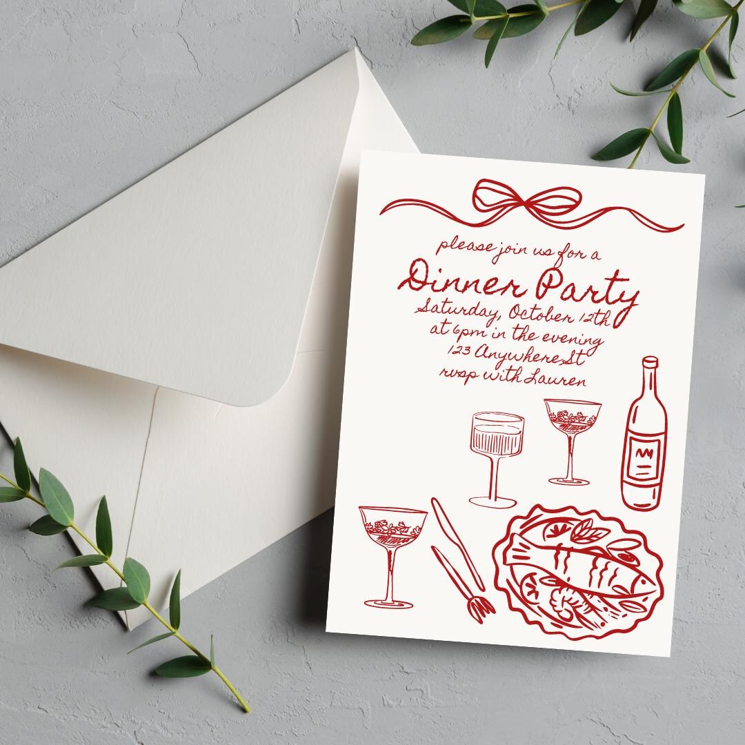 Italian Dinner Party Invitation: Whimsical Doodles (digital Download ...