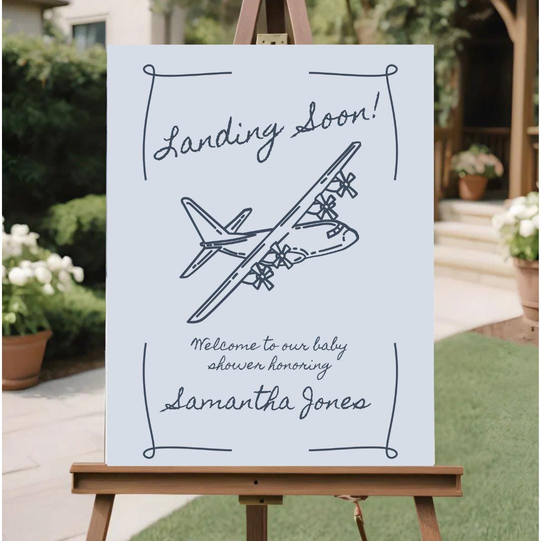 Airplane Baby Shower Sign, Plane Baby Shower, Pilot Baby Shower ...