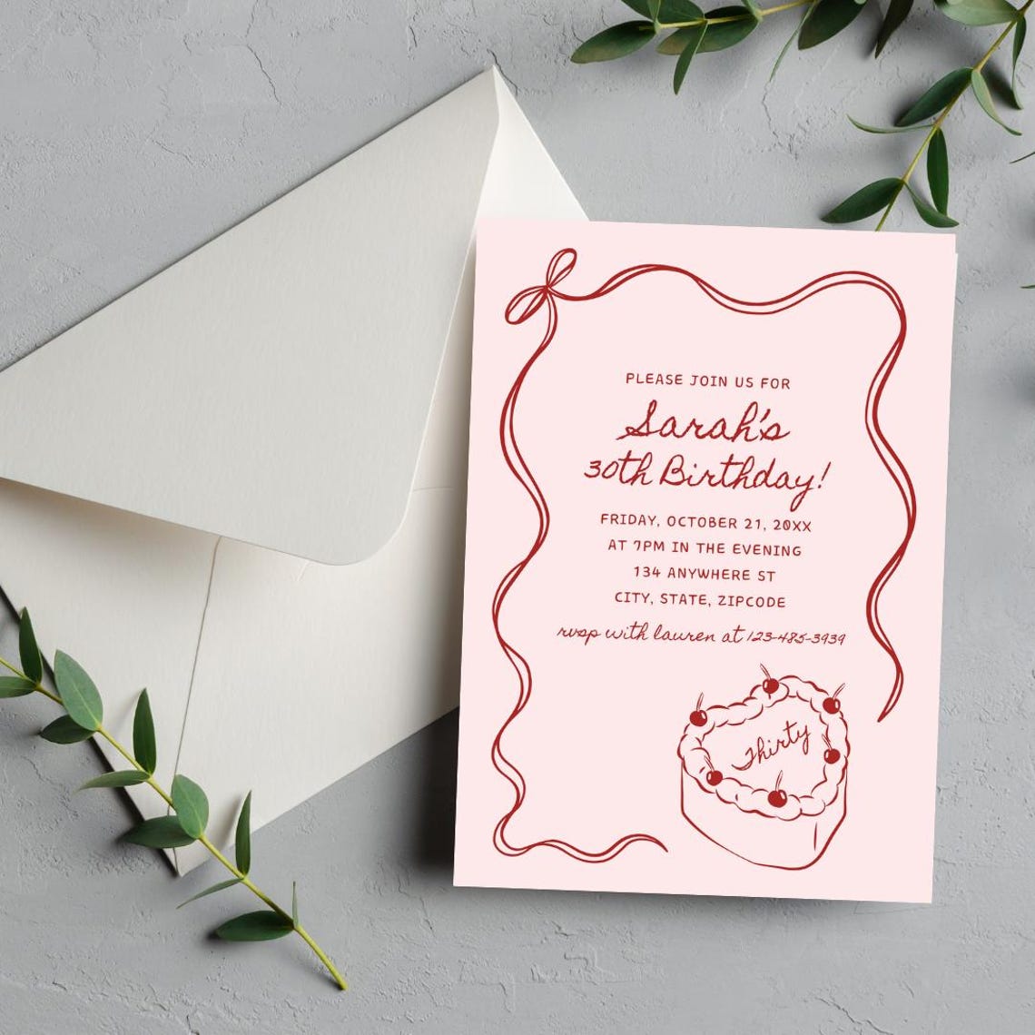 Illustrated Birthday Invitation, Scribble Birthday Invite, Doodle ...