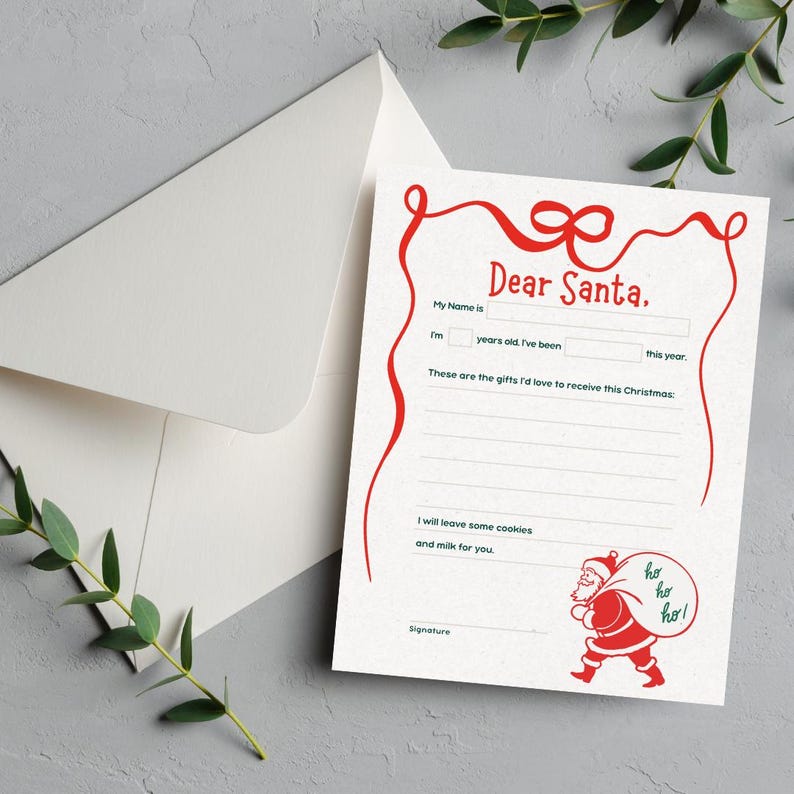 Letter to Santa, Kids Letter to Santa, Printable Letter to Santa, Kids ...