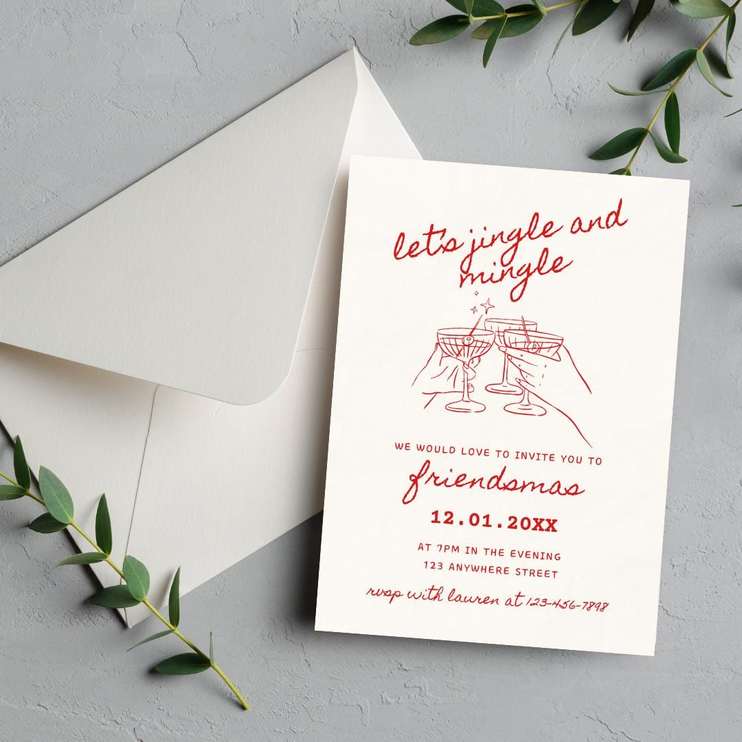 Let's Jingle & Mingle Invitation, Christmas Party Invite, Friendsmas ...