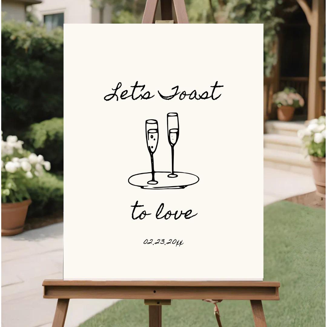 Let's Toast to Love Sign, Wedding Sign, Engagement Party Sign ...