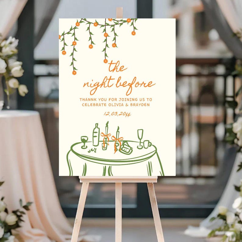 Garden Dinner Party Sign, Doodle Wedding Sign, Doodle Wedding Decor ...