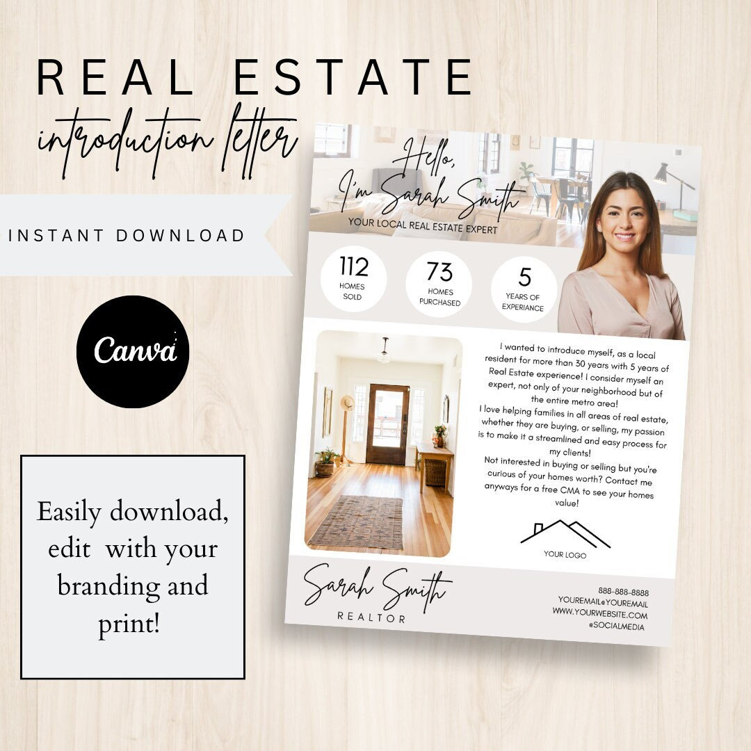 Real Estate Introduction Letter, Realtor Introduction Letter, Realtor ...