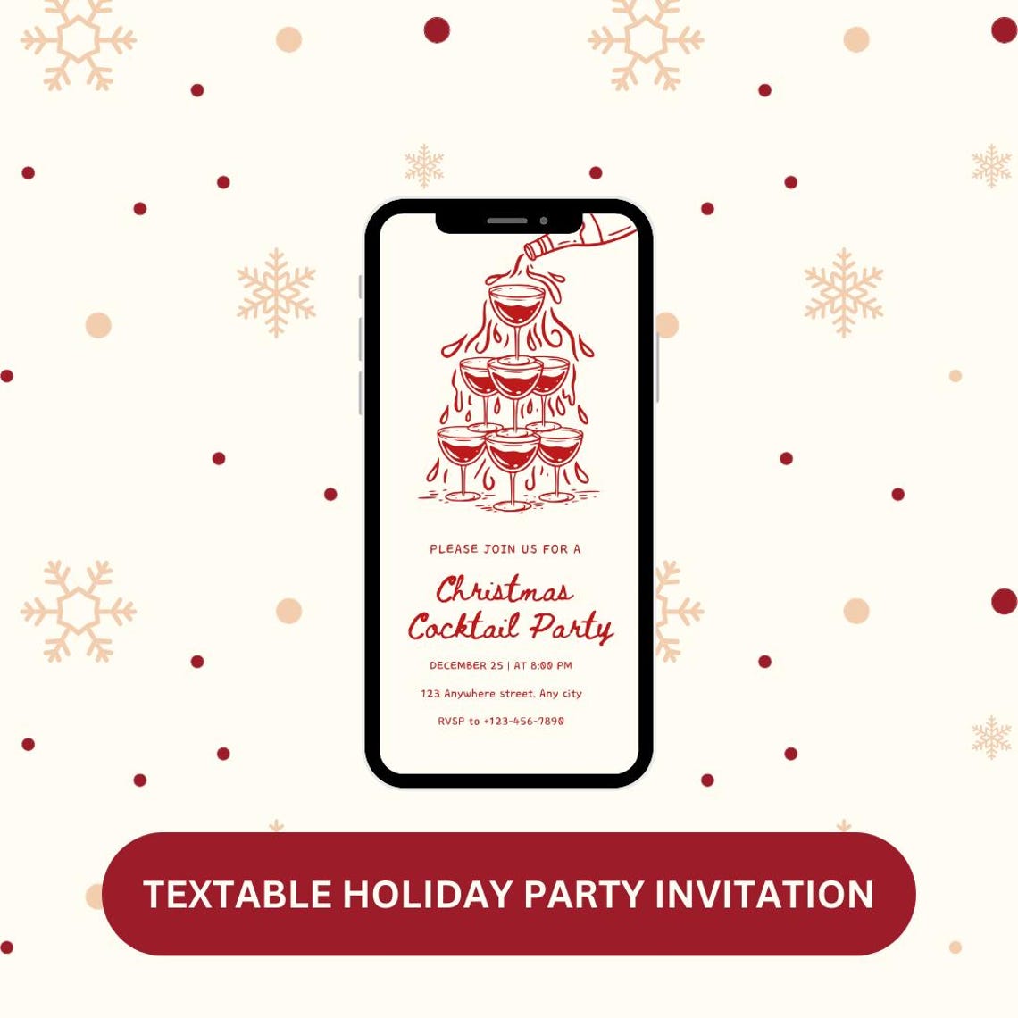 Textable Christmas Cocktail Party Invitation: iPhone Template (canva ...