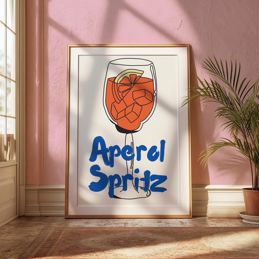 Aperol Spritz Art, Aperol Spritz Print, Cocktail Poster, Bar Art, Bar ...