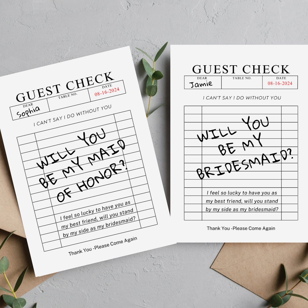 Guest Check Printable, Guest Check Bridesmaid Proposal, Bridesmaid ...