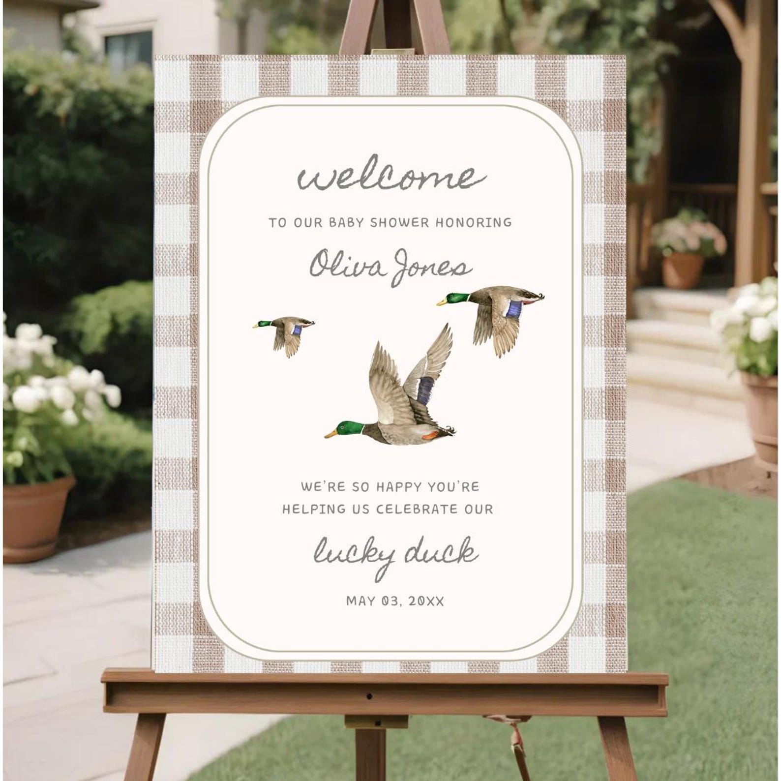 Lucky Duck Sign, Baby Shower Sign, Mallard Duck Sign, Birthday Party ...
