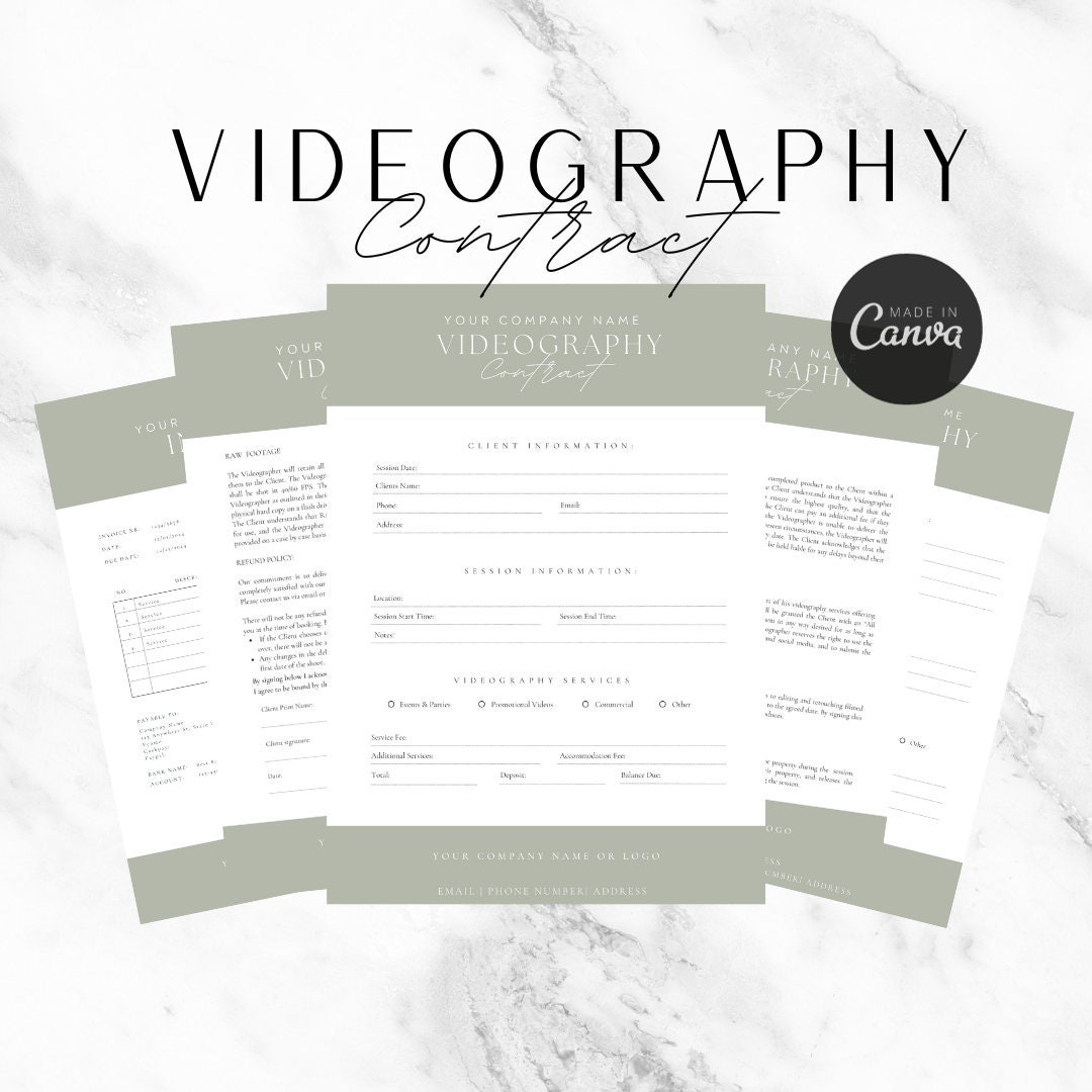 Videography Contract Template | Photography Forms | Contract for ...