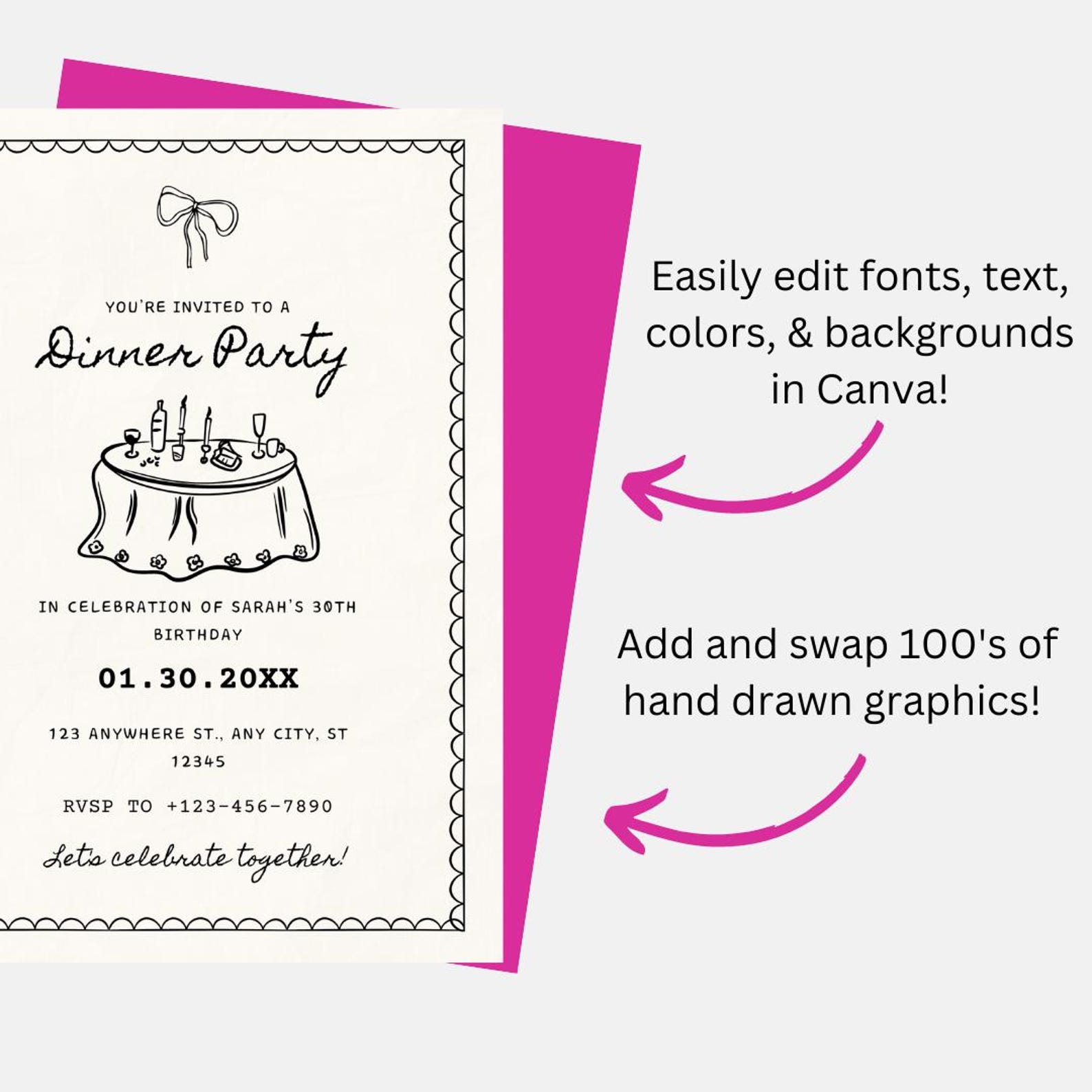 Dinner Party Invitation, Birthday Dinner Invite, Rehearsal Dinner ...