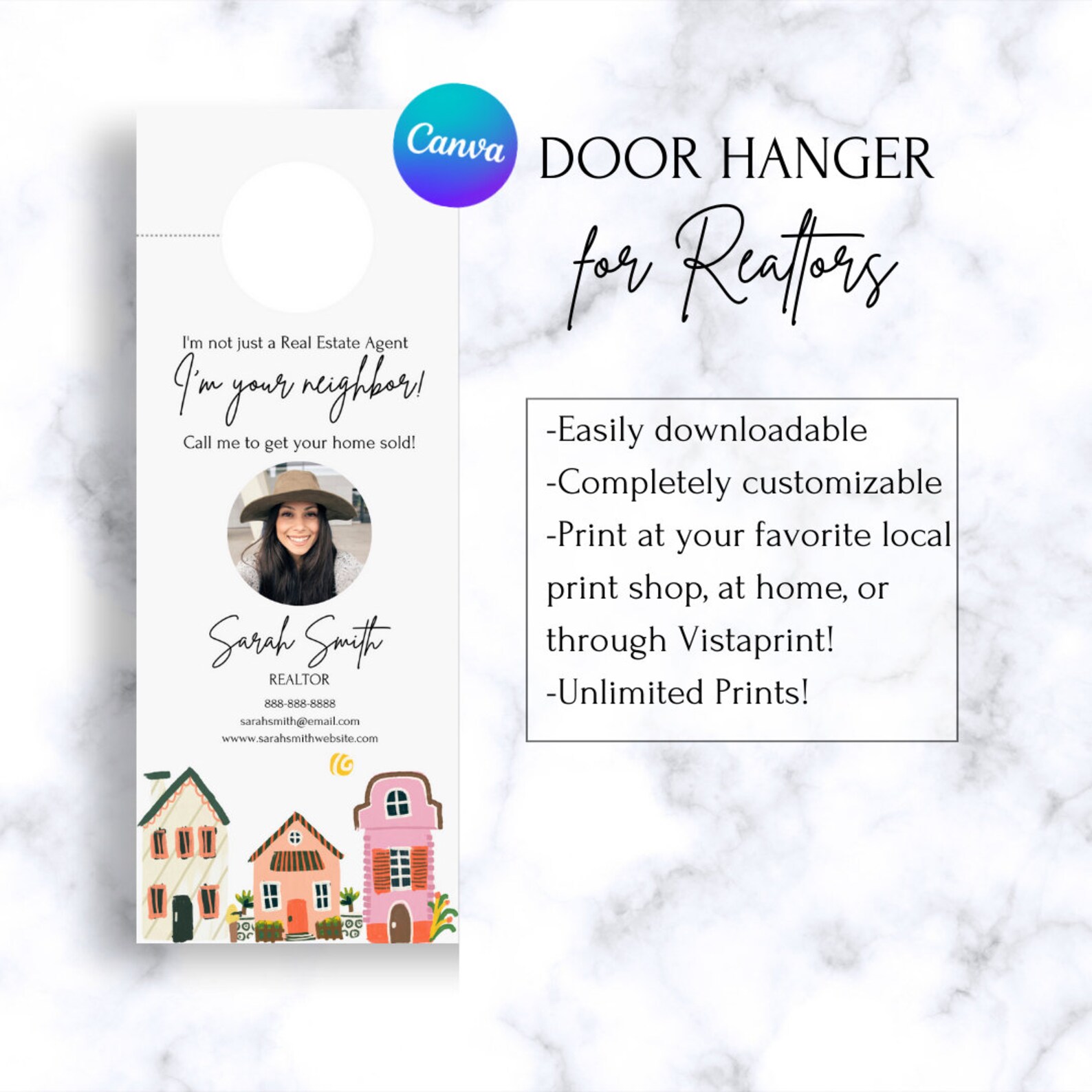 Door Hanger, Realtor Door Hanger, Real Estate Agent Marketing, Realtor ...