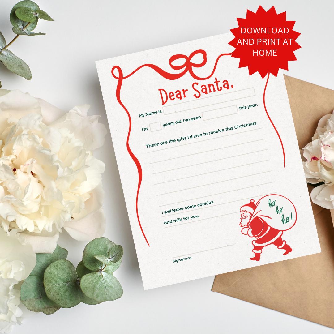 Letter to Santa, Kids Letter to Santa, Printable Letter to Santa, Kids ...