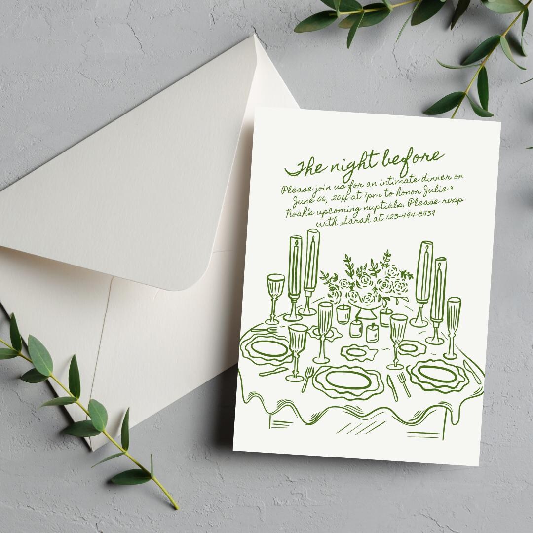 Anniversary Dinner Party Invite, Birthday Dinner Invitation, Hand Drawn ...