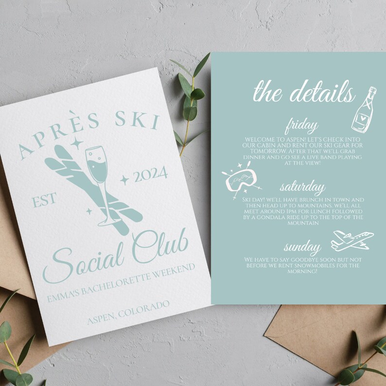 Après Ski Weekend Invitation, Bachelorette Ski Trip, Ski Bachelorette ...