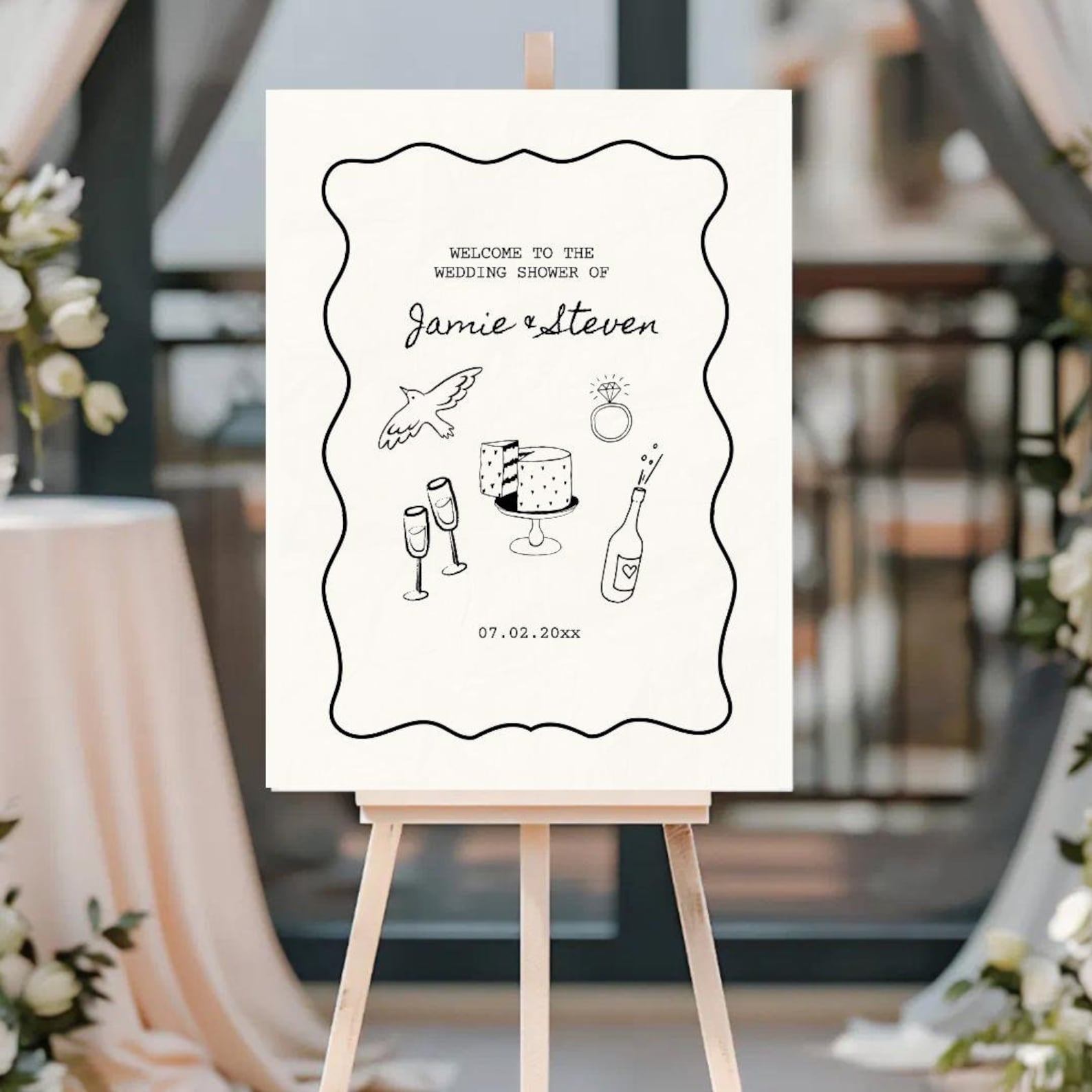 Scribble Hand Drawn Sign, Doodle Wedding Sign, Doodle Wedding Decor ...