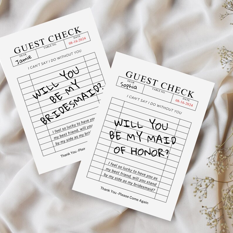 Guest Check Printable, Guest Check Bridesmaid Proposal, Bridesmaid ...