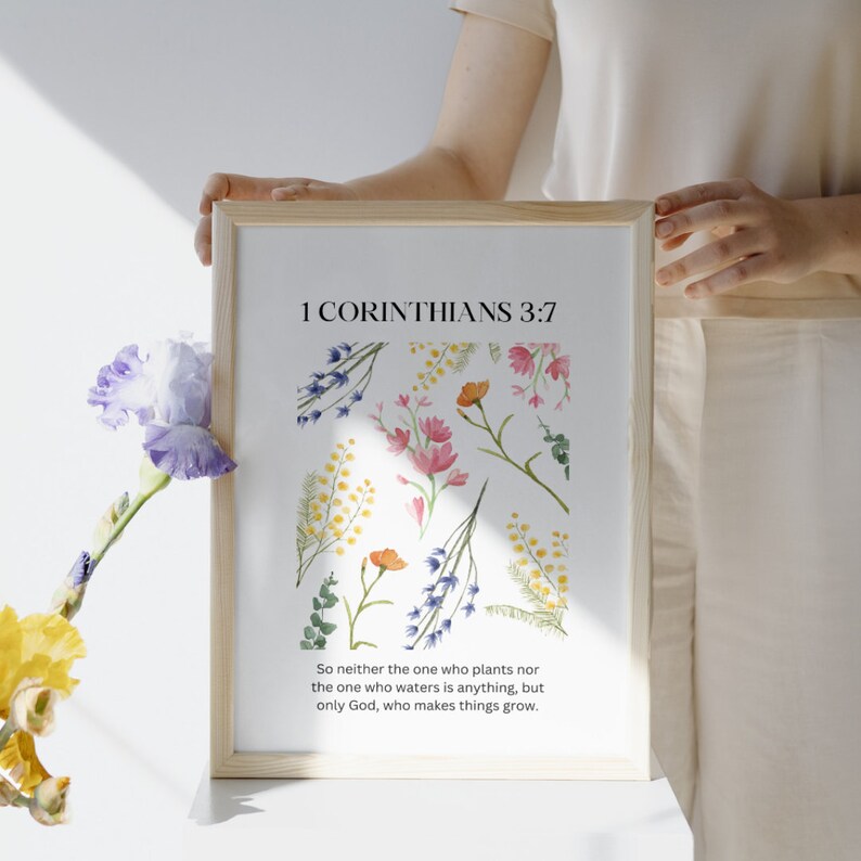 1 Corinthians 3:7, Corinthians Bible Verse Art, Modern Christian Wall ...