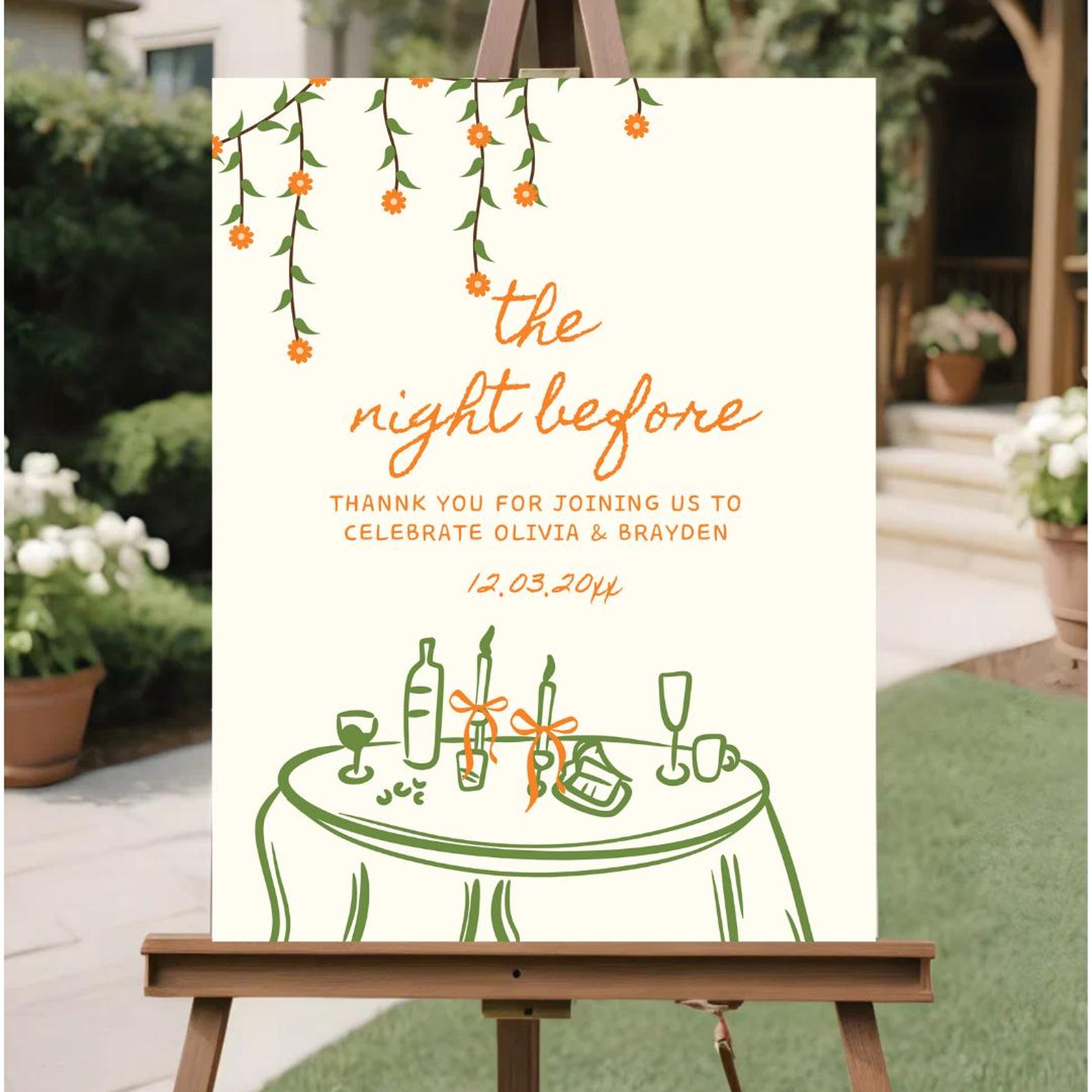 Garden Dinner Party Sign, Doodle Wedding Sign, Doodle Wedding Decor ...