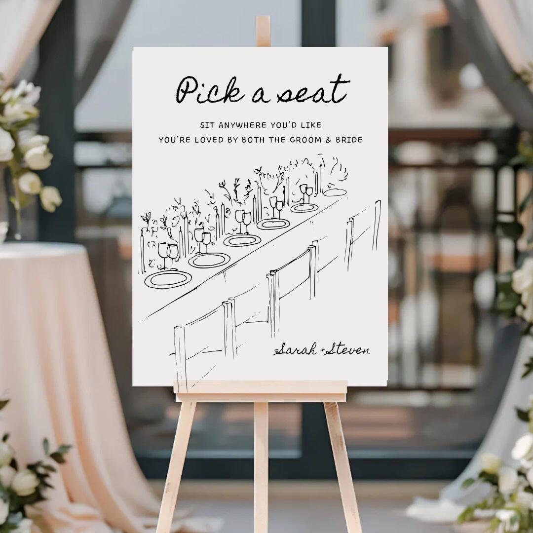 Open Seating Sign, Wedding Dinner Sign, Rehearsal Dinner Sign, Bridal ...