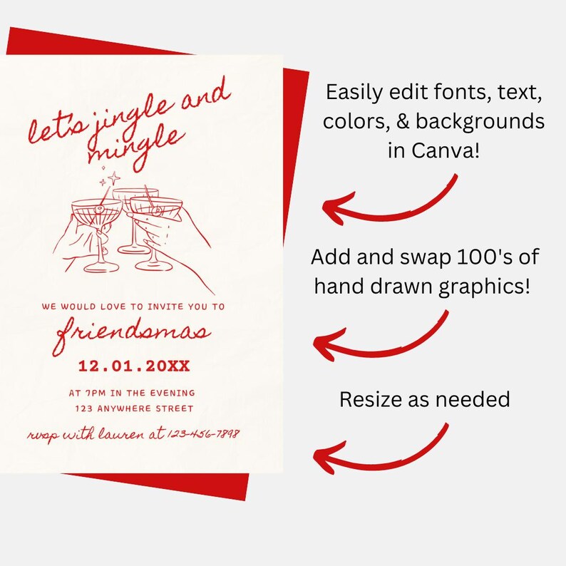 Let's Jingle & Mingle Invitation, Christmas Party Invite, Friendsmas ...