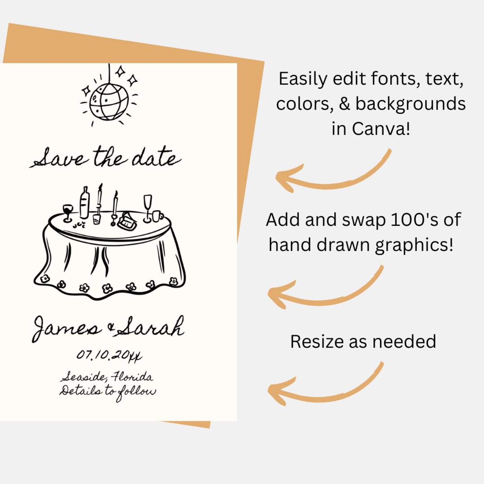 Save the Date, Doodle Save the Date, Hand Drawn Save the Date, Wedding ...