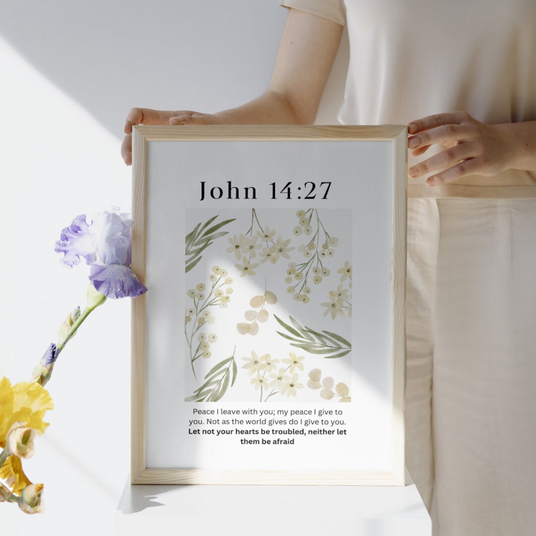 John 14:27 Bible Verse, Bible Verse Art, Christian Home Decor, Neutral ...