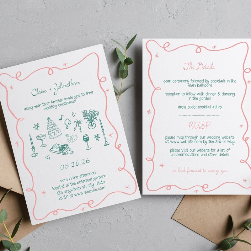 Funky Wedding Invite Template - Etsy
