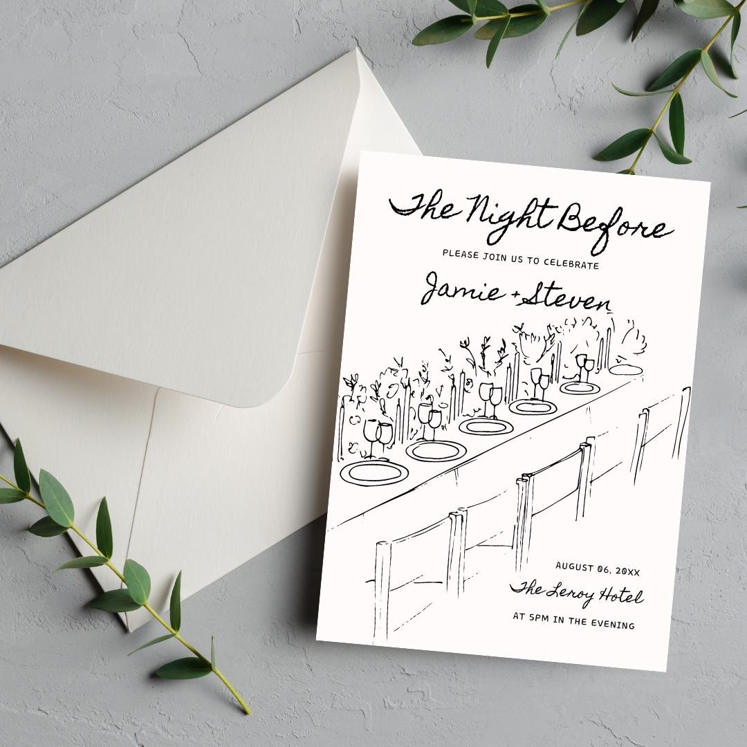 The Night Before Invite, Dinner Party Invitation, Engagement Party ...