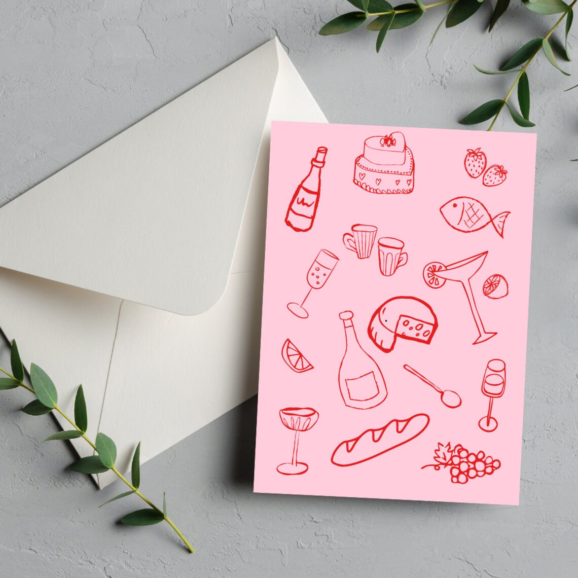 Hand Drawn Menu, Wedding Menu, Menu Template, Pink & Red, Canva ...