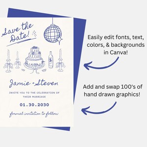 Save the Date Invitation, Doodle Save the Date, Hand Drawn Invite ...