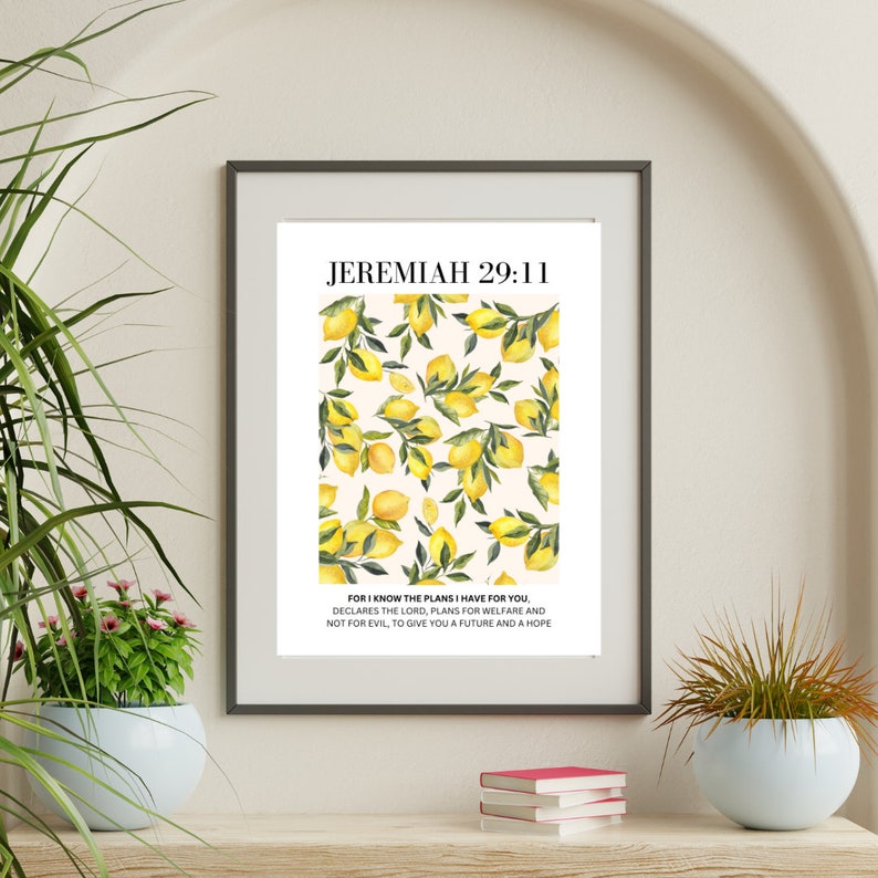 Jeremiah 29:11 Print, Jeremiah Lemon Art Print, Bible Verse Lemon Art ...