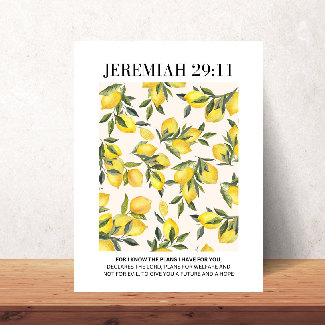 Jeremiah 29:11 Print, Jeremiah Lemon Art Print, Bible Verse Lemon Art ...