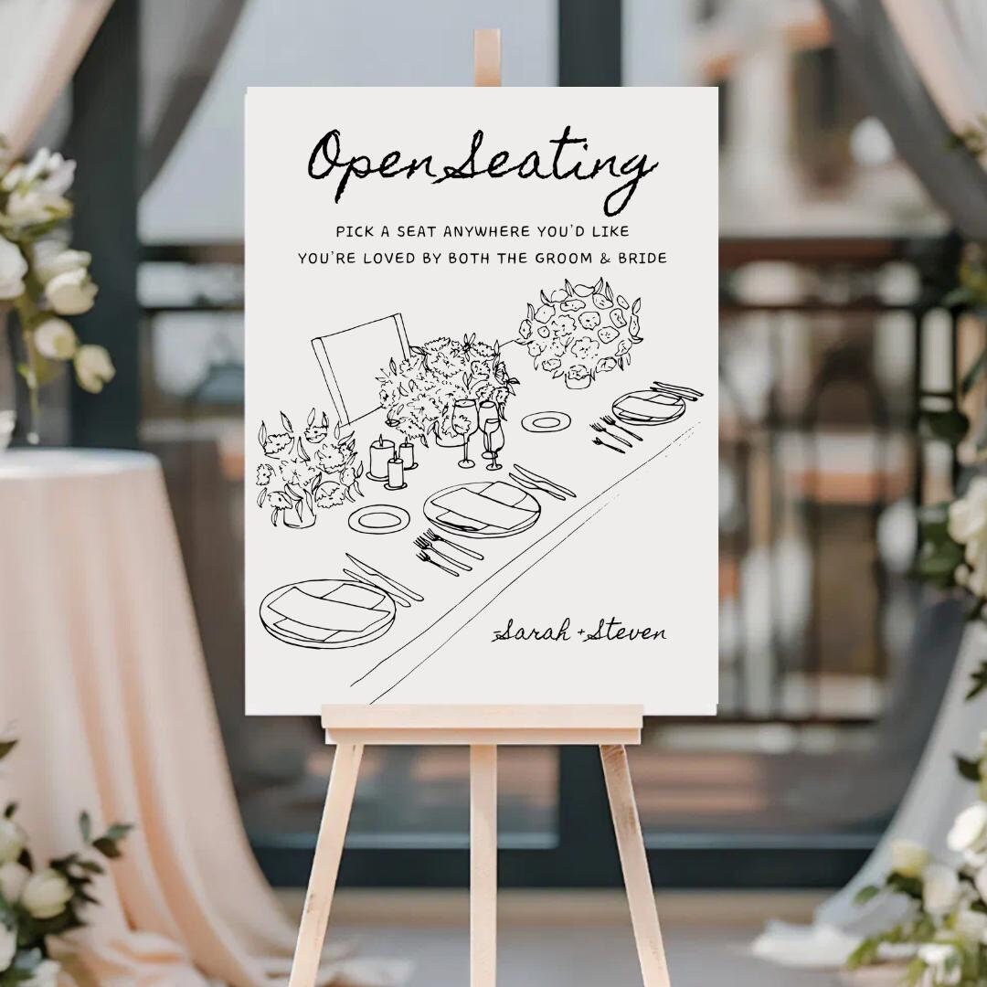 Open Seating Sign, Wedding Dinner Sign, Rehearsal Dinner Sign, Bridal ...