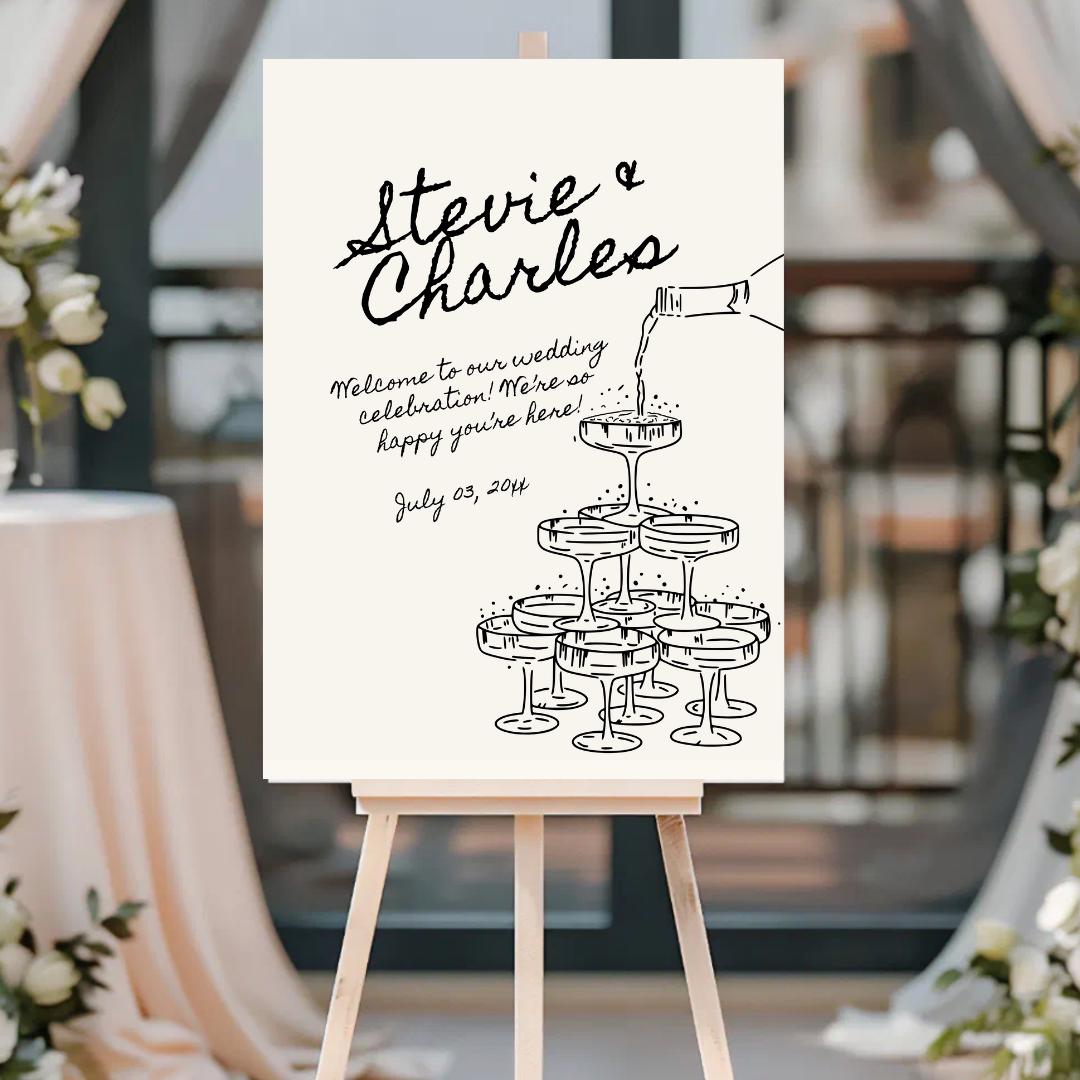 Minimal Wedding Sign, Wedding Welcome Sign, Hand Drawn Wedding Sign ...