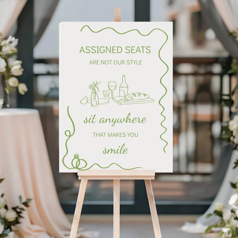 Take A Seat Sign, Sit Anywhere Sign, Wedding Templates, Customizable ...