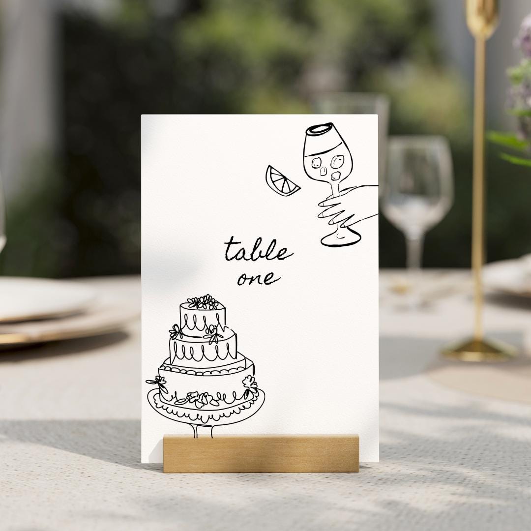 Table Numbers, Scribble Table Number, Doodle Table Numbers, Wedding ...