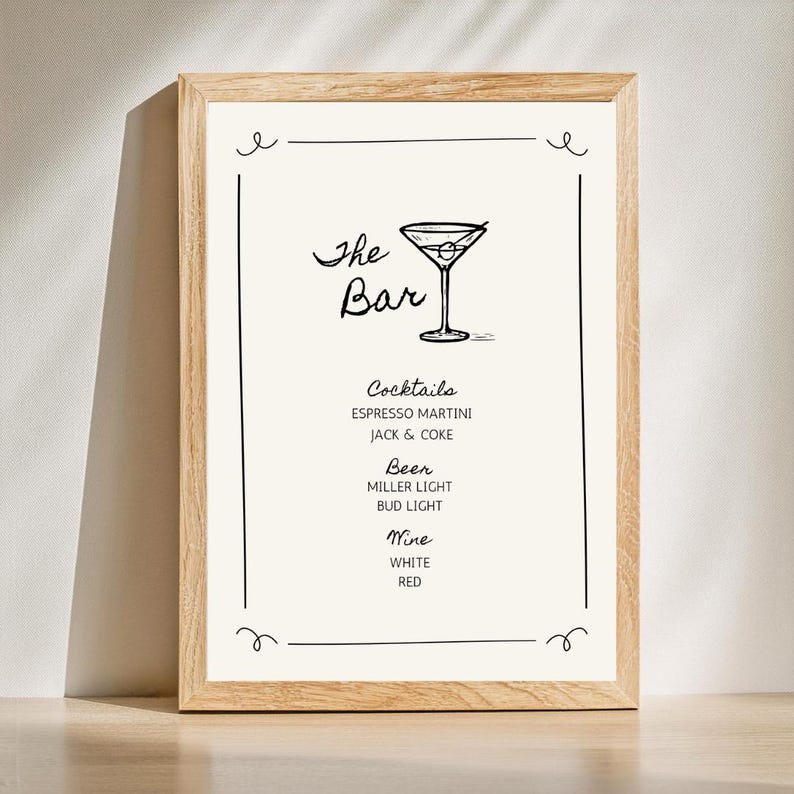 Bar Menu, Doodled Bar Menu, Bar Menu Template, Espresso Martini Bar ...