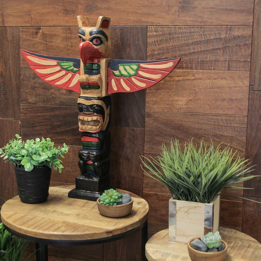20 Inch Tall Wooden Totem Pole Sculpture Décor - Etsy