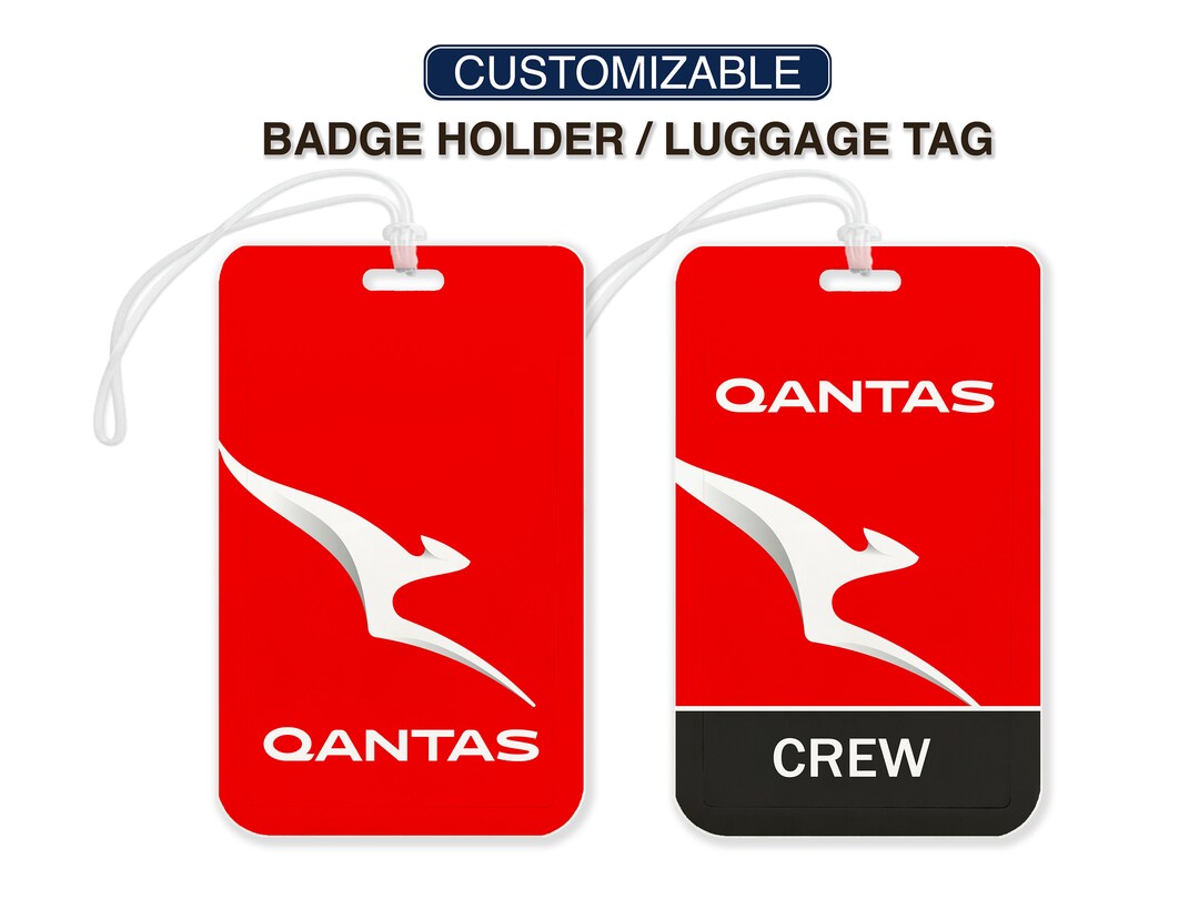 Qantas Airways Badge Card Holder Luggage Tag Personalize Customize Crew ...