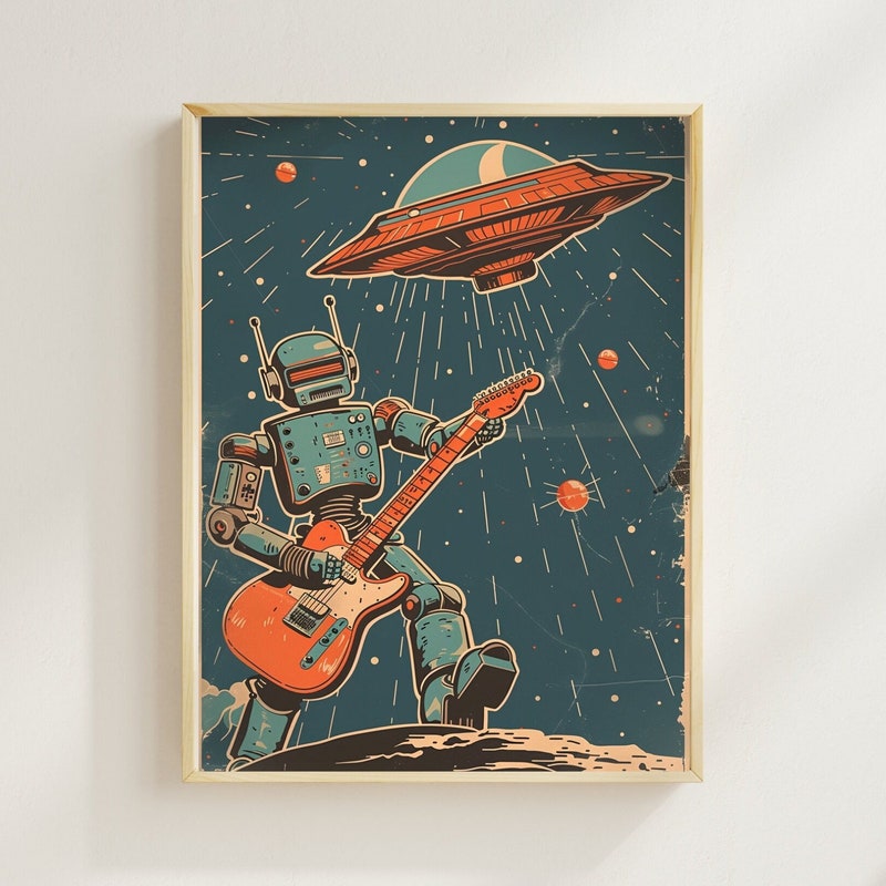 Retro Robot Art - Etsy
