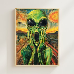 UFO Poster Funny Alien Poster Alien Scream Alien Vintage Wall Decor ...