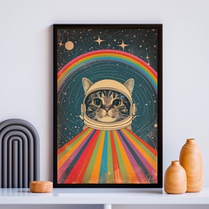 Retro Space Cat Poster Starring Cat Space Poster Vintage Scifi Poster ...