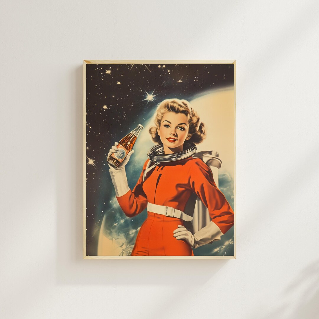 Vintage Astronaut 1950s Soda Ad Poster Space Poster Vintage Scifi ...