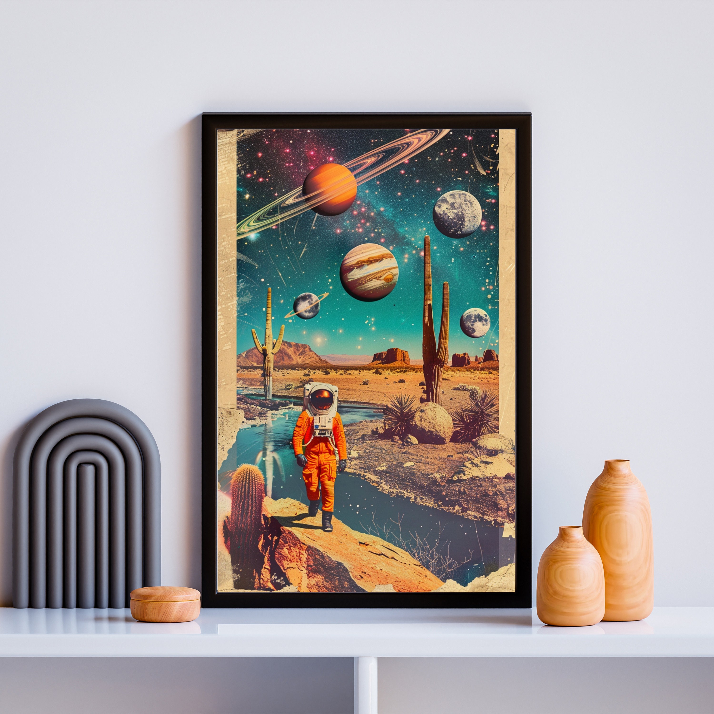 Astronaut Wall Art Futuristic Space Art Print Vintage Retro Space ...